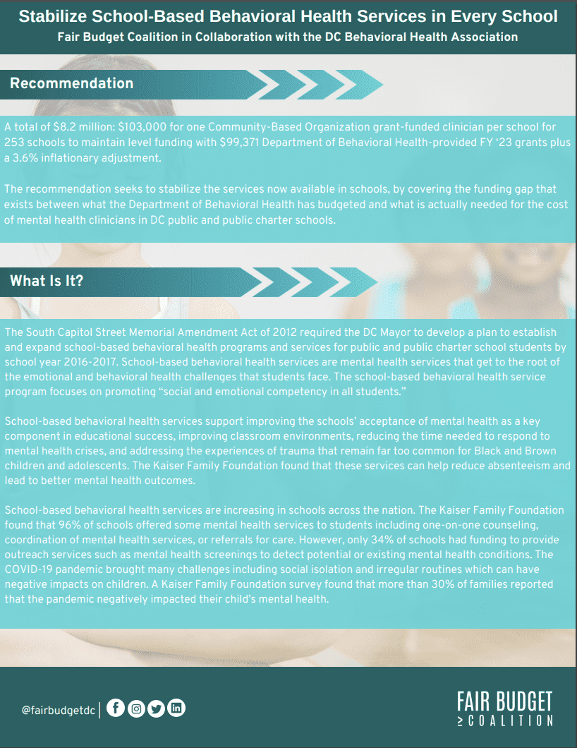 Stabilize School-Based Behavioral Health Services in Every School ...